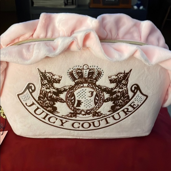 Juicy Conture | Bags | Juicy Couture Pink Velvet Travel Cosmetic Bag ...